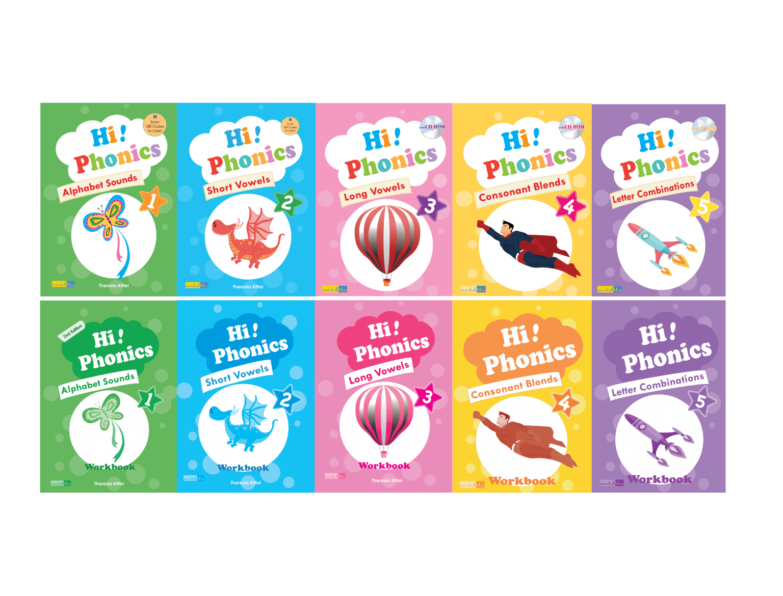 หนังสือโฟนิคส์ ครบหลักสูตร แบบเรียนแบบฝึกหัด ซีดี บัตรคำ - Hi Phonics